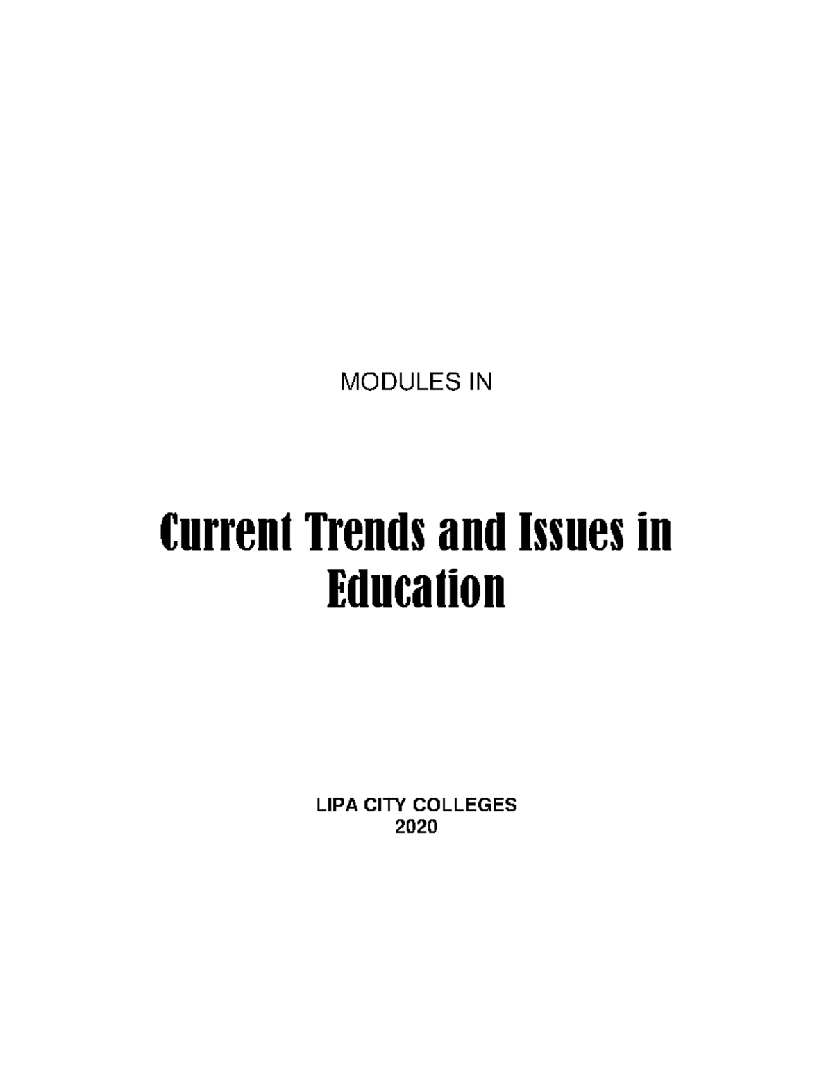 Current Trends and Issues in Education (EDU-101) – Module Overview ...