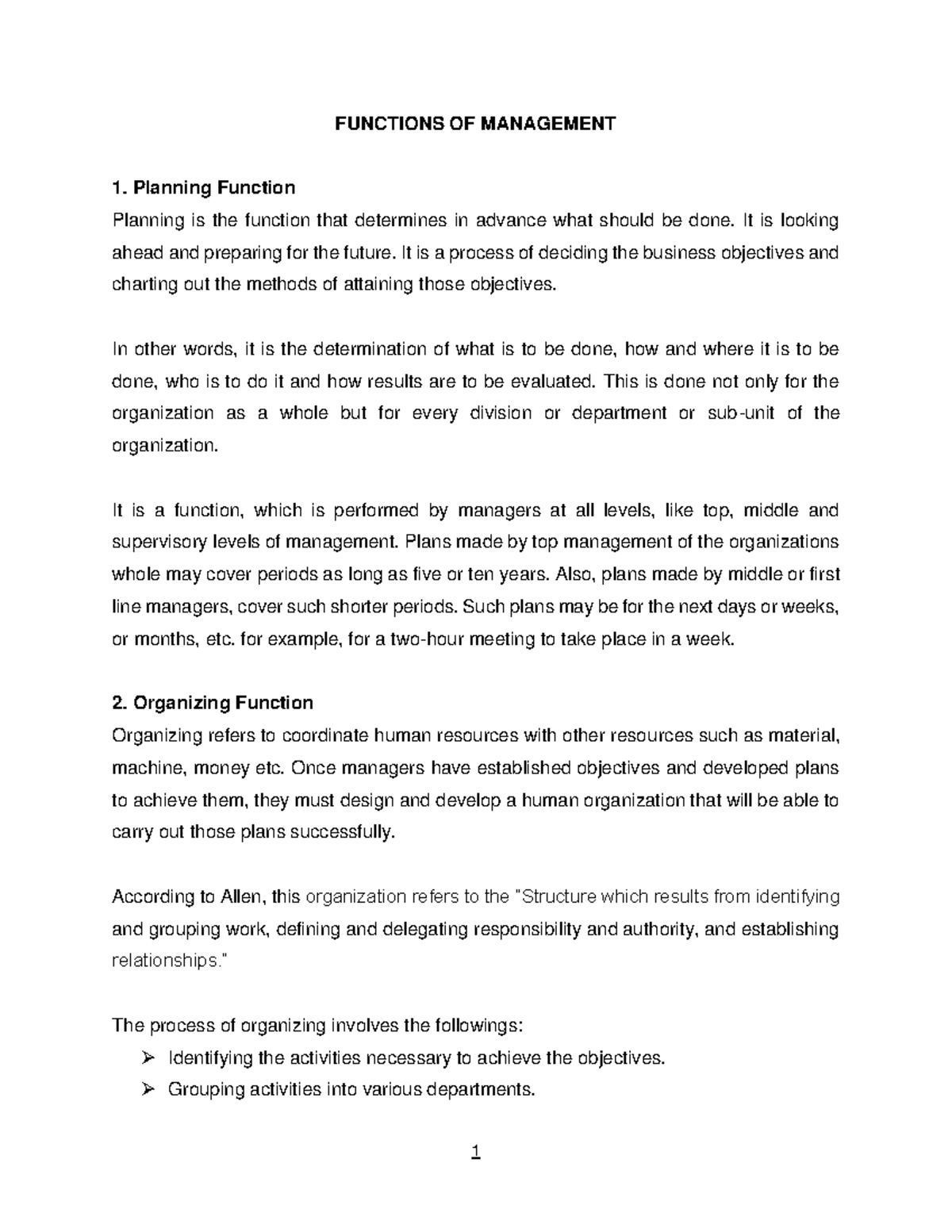 Functions of Management: Planning, Organizing, Staffing, Controlling ...