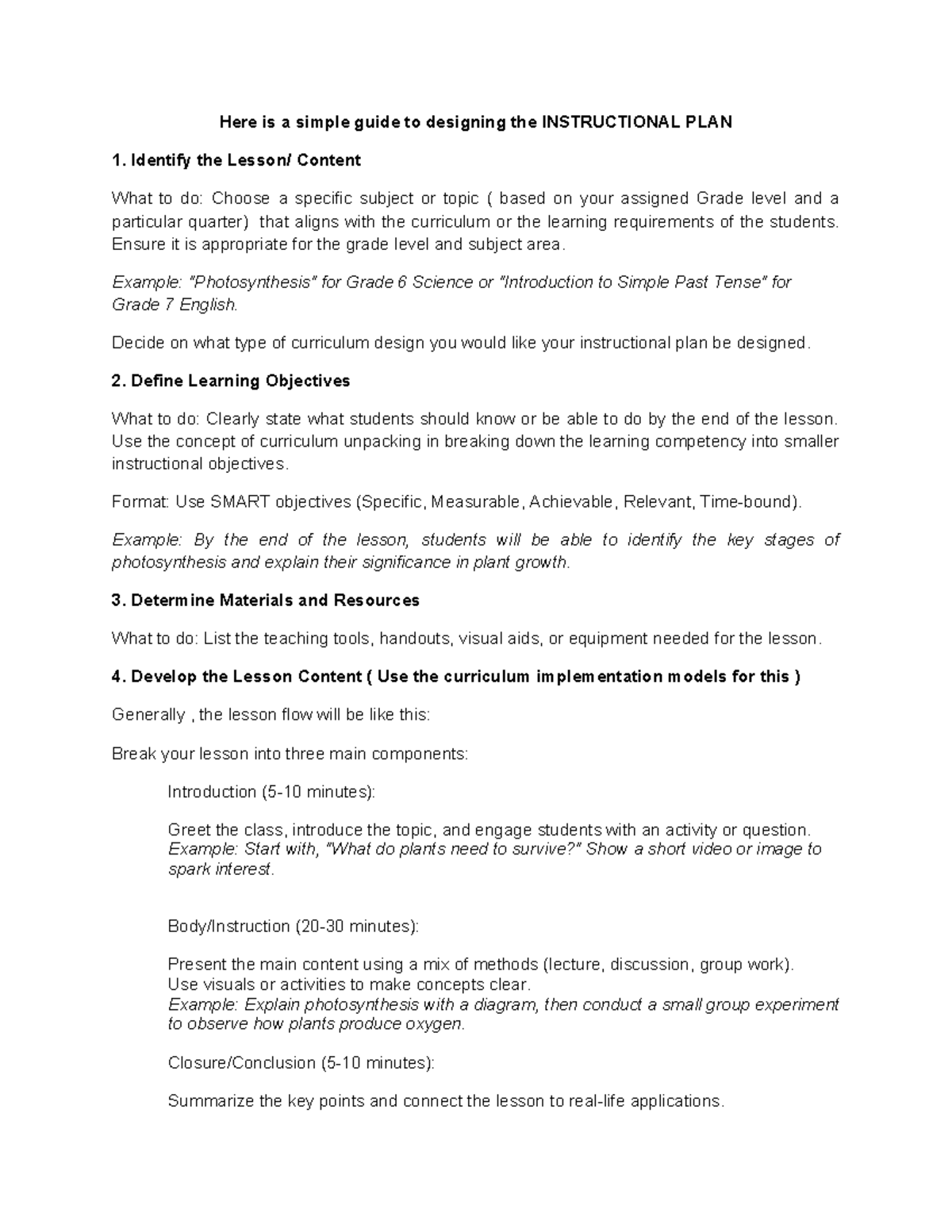 Guide on how to write the lesson plan - Here is a simple guide to ...