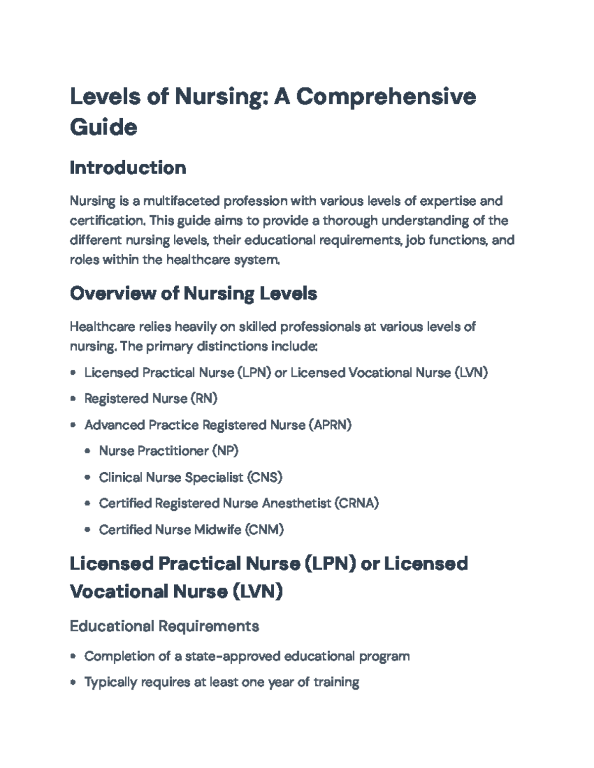 Levels of Nursing: A Comprehensive Guide (NURS 101) - Levels of Nursing ...