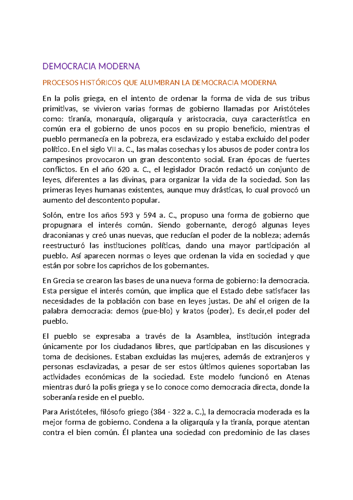 Democracia Moderna Jacky - DEMOCRACIA MODERNA PROCESOS HISTÓRICOS QUE ...