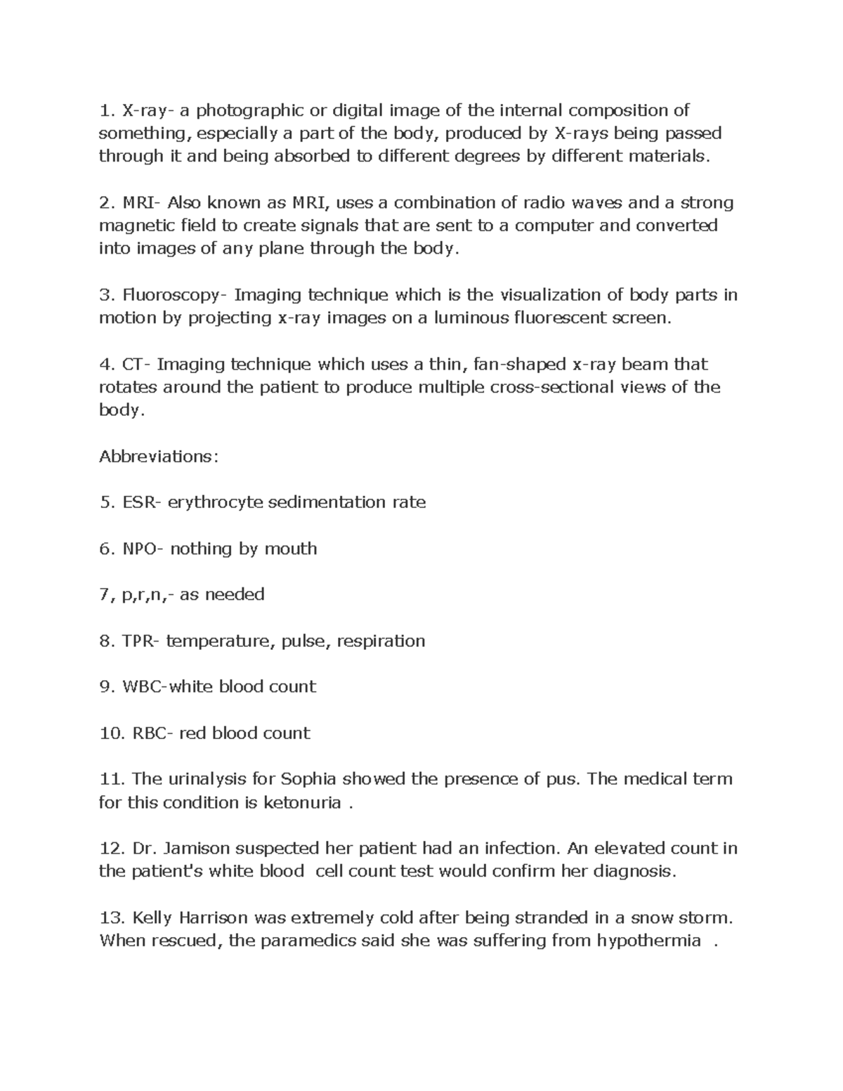 Medical Terminology Chapter 15: Imaging Techniques & Abbreviations ...