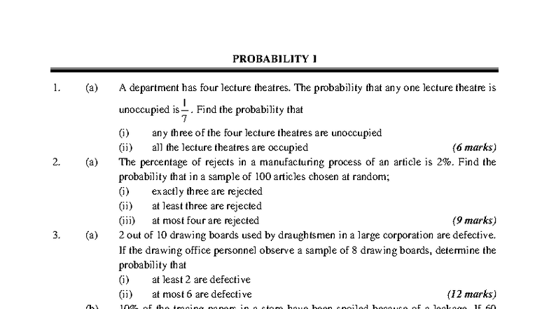 06 Probability I - ADVANCED - PROBABILITY I (a) A department has four ...