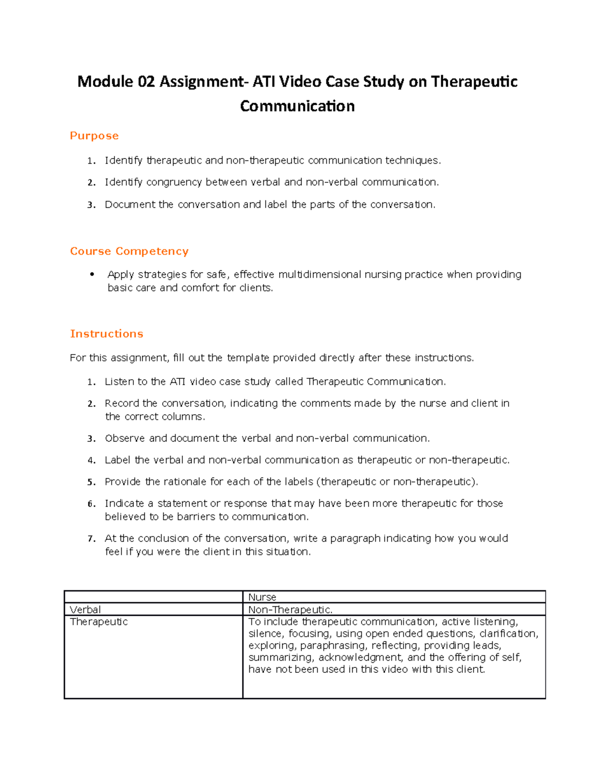 NUR2356 Module 02 Assignment - Module 02 Assignment- ATI Video Case ...