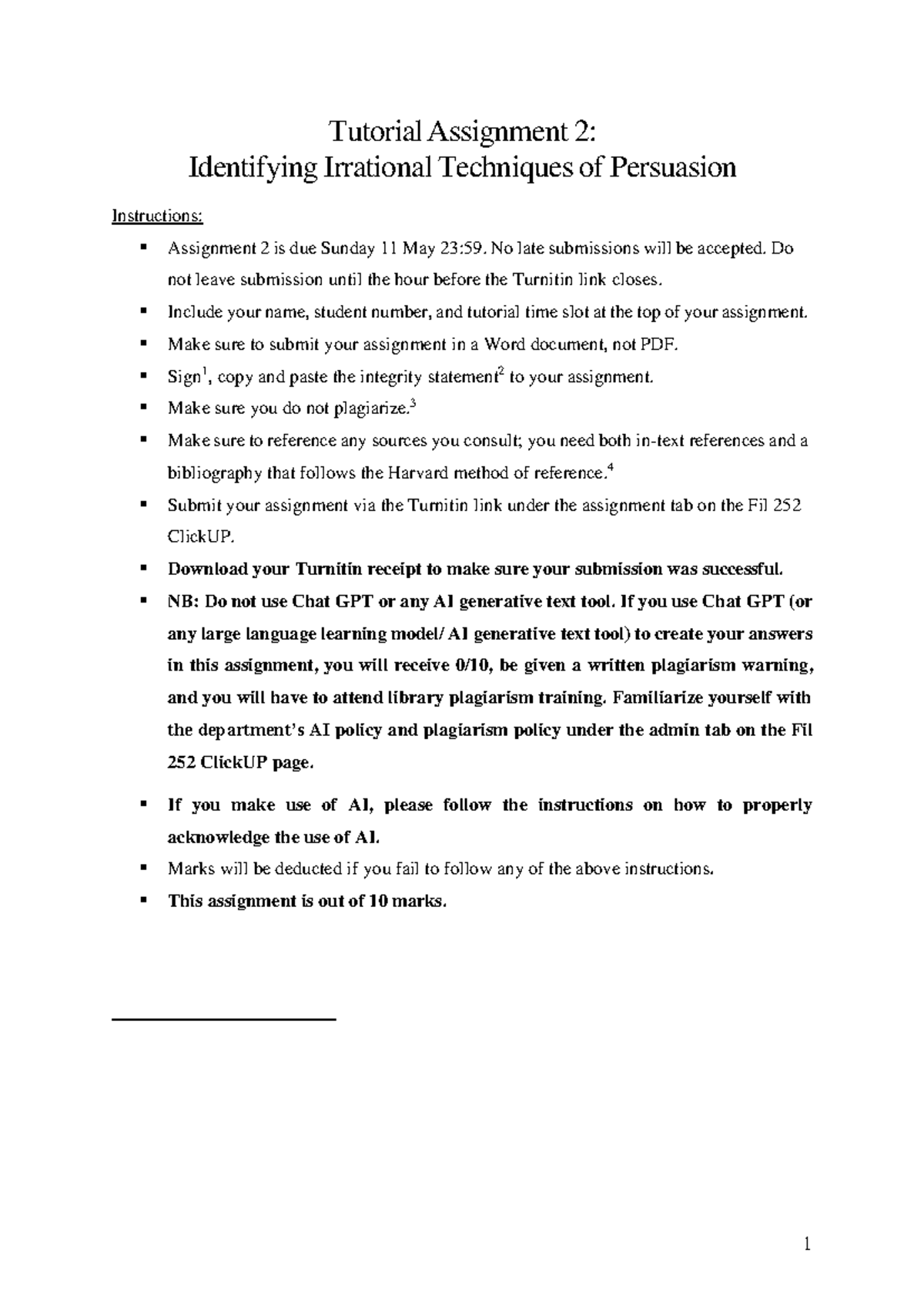 Tutorial 2 assignment question paper FIL 252 - 1 Tutorial Assignment 2 ...