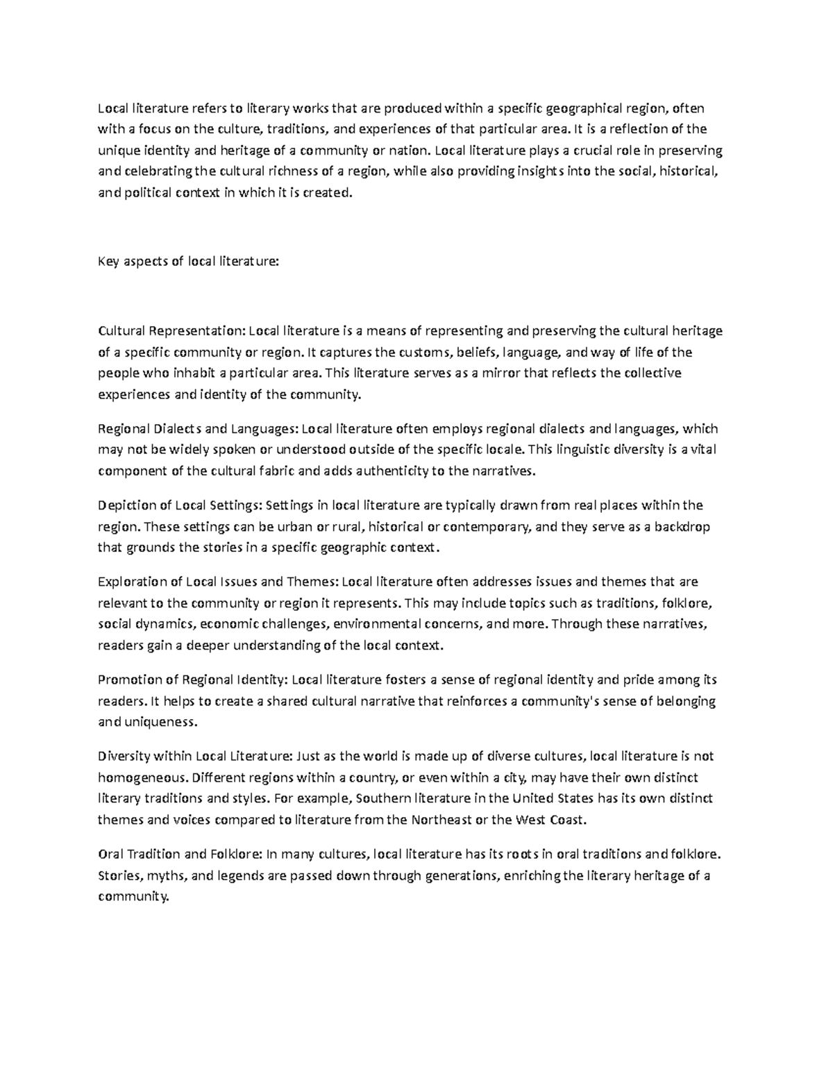 Exploring Local Literature: Cultural Reflections and Identity Insights ...