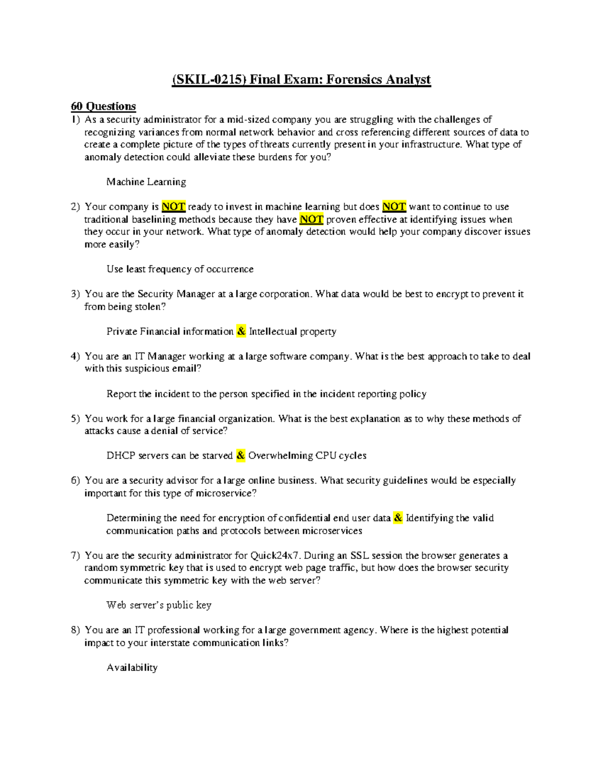 Skillsoft Forensics Analyst Final Exam - (SKIL-0215) Final Exam ...