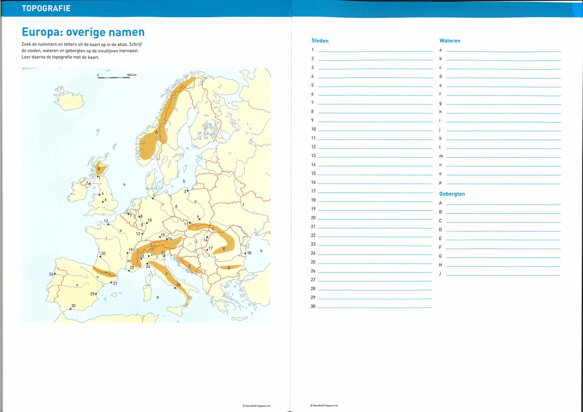 Topografie van Europa - Steden, Wateren en Gebergten Inzicht - Studeersnel