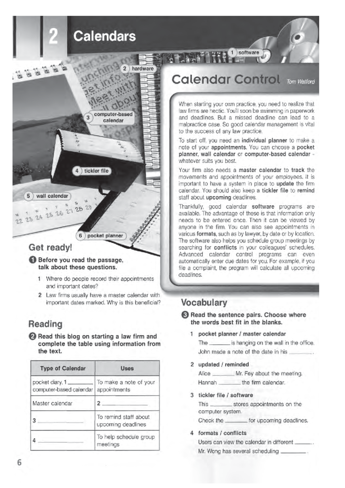 Unit 6-Legal Career (Part 3-Calendars) - 3 tickler file I software This ...