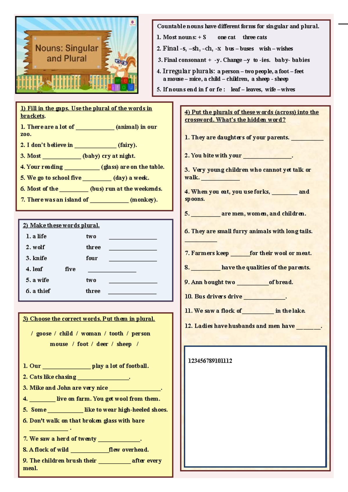 513304090 Nouns Singular & Plural Grammar Drills & Activities - Studocu