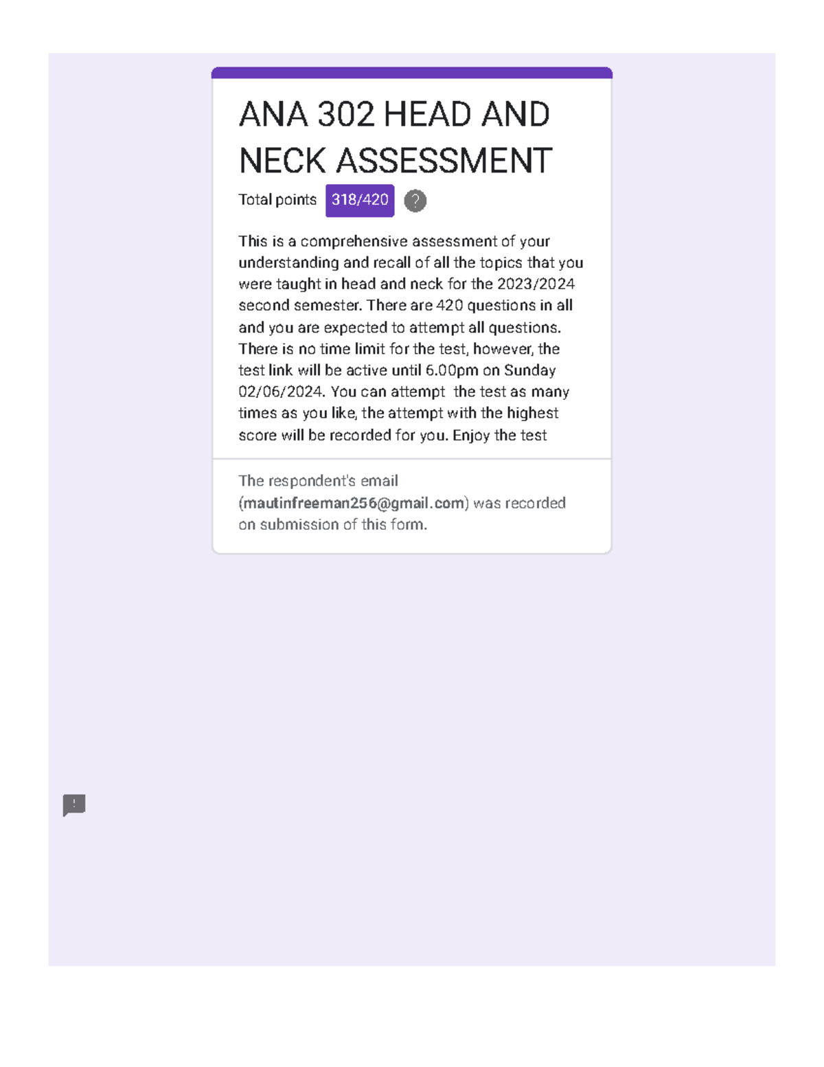 ANA 302 HEAD AND NECK Assessment - ANA 302 HEAD AND NECK ASSESSMENT ...