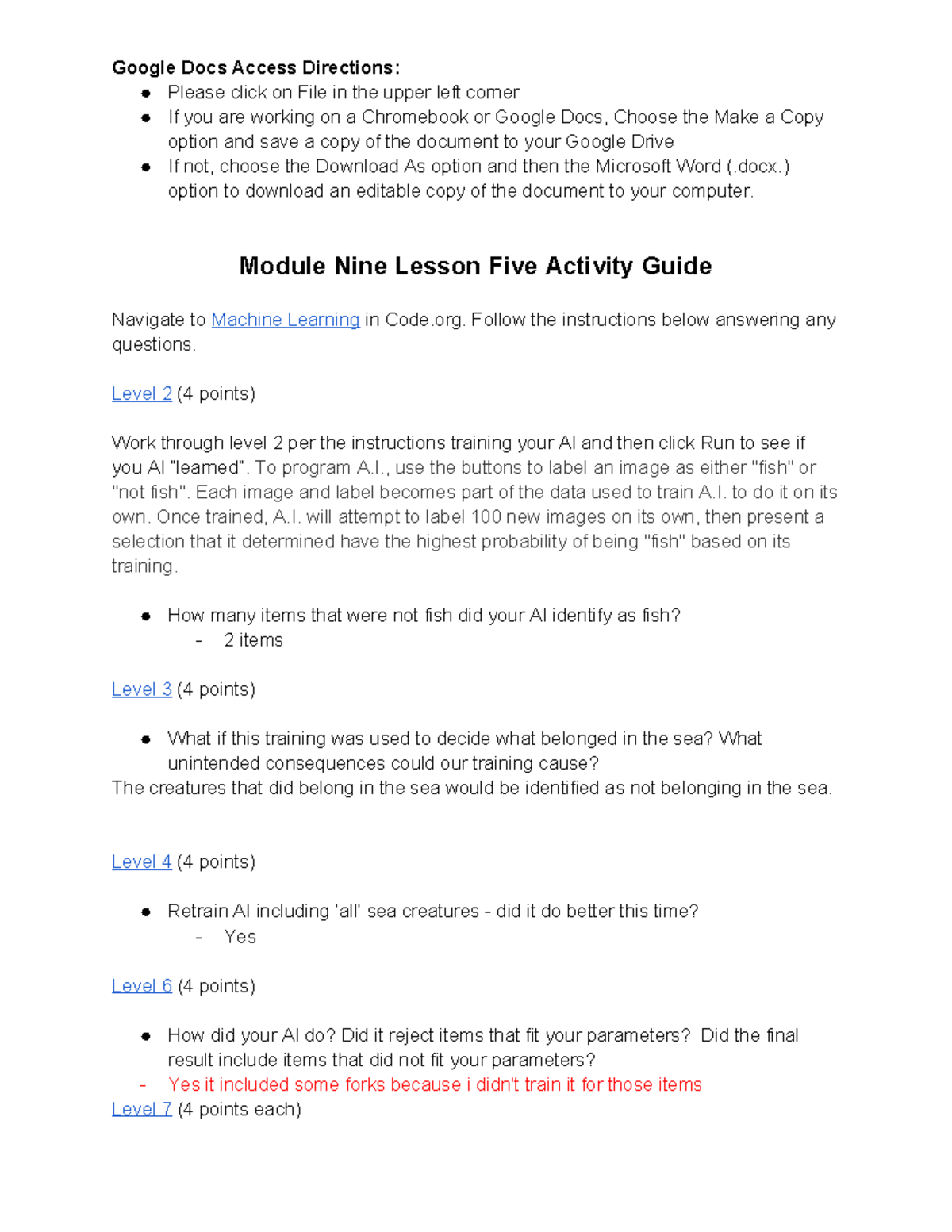 APCS-P Module 9 Lesson 5 Activity Guide: Insights on Machine Learning ...