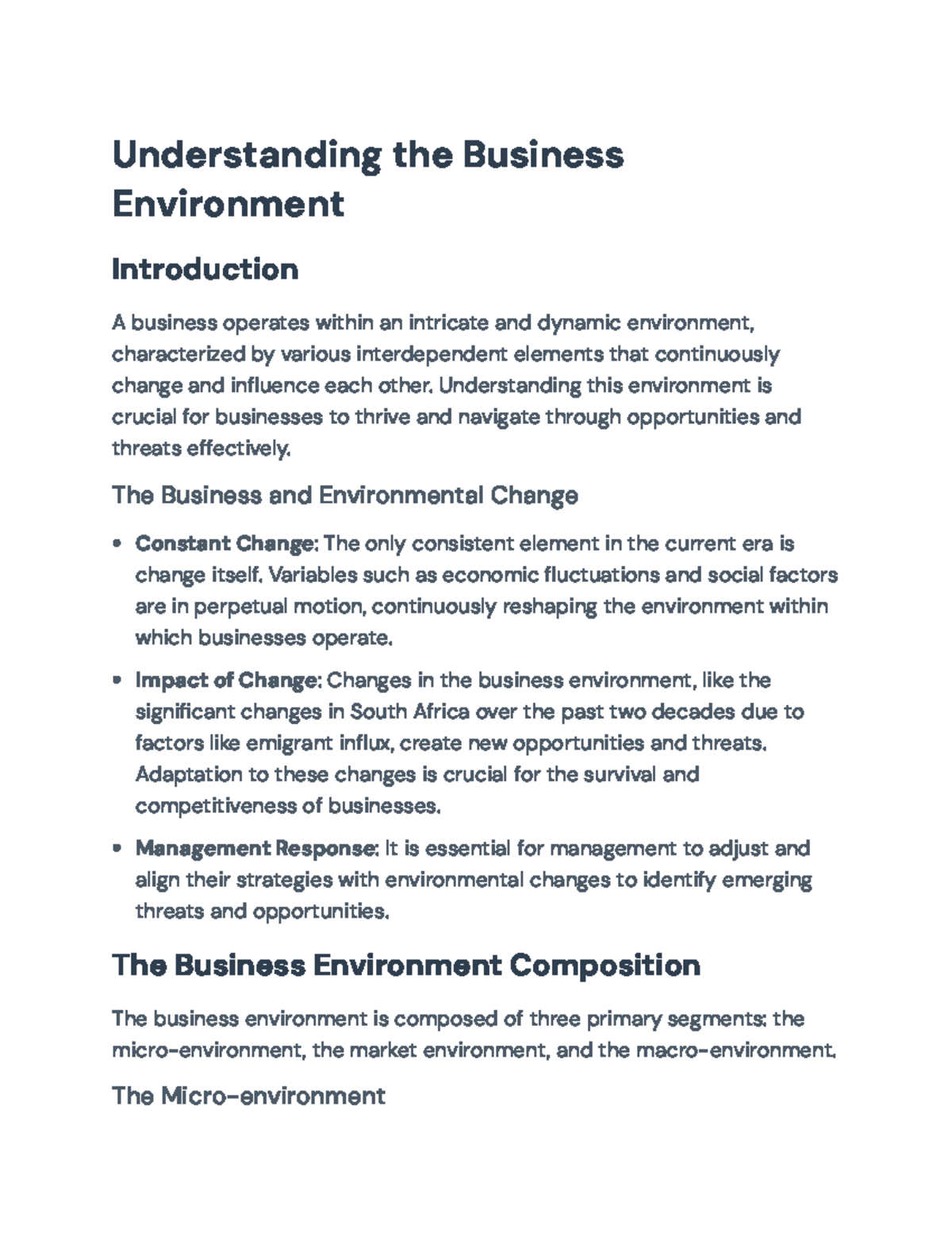 Understanding the Business Environment: Key Elements and Strategies ...