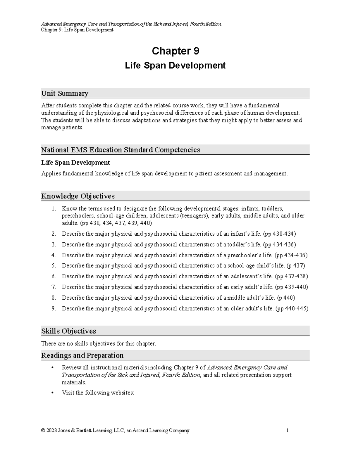 Life Span Development in Emergency Care (AEMT 101) - Chapter 9 Summary ...
