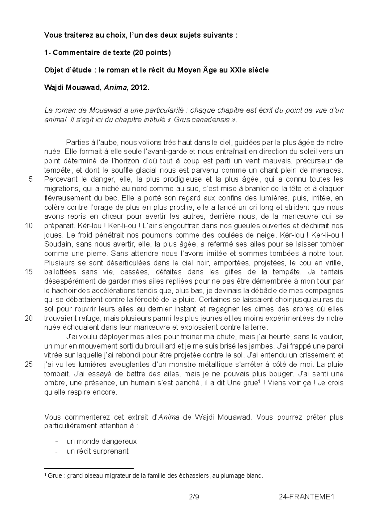 Commentaire de texte : Wajdi Mouawad, Anima - Sujet Officiel STMG 2024 ...