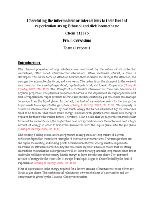 Chemistry II Lab Report: Determination of an Equilibrium Constant ...