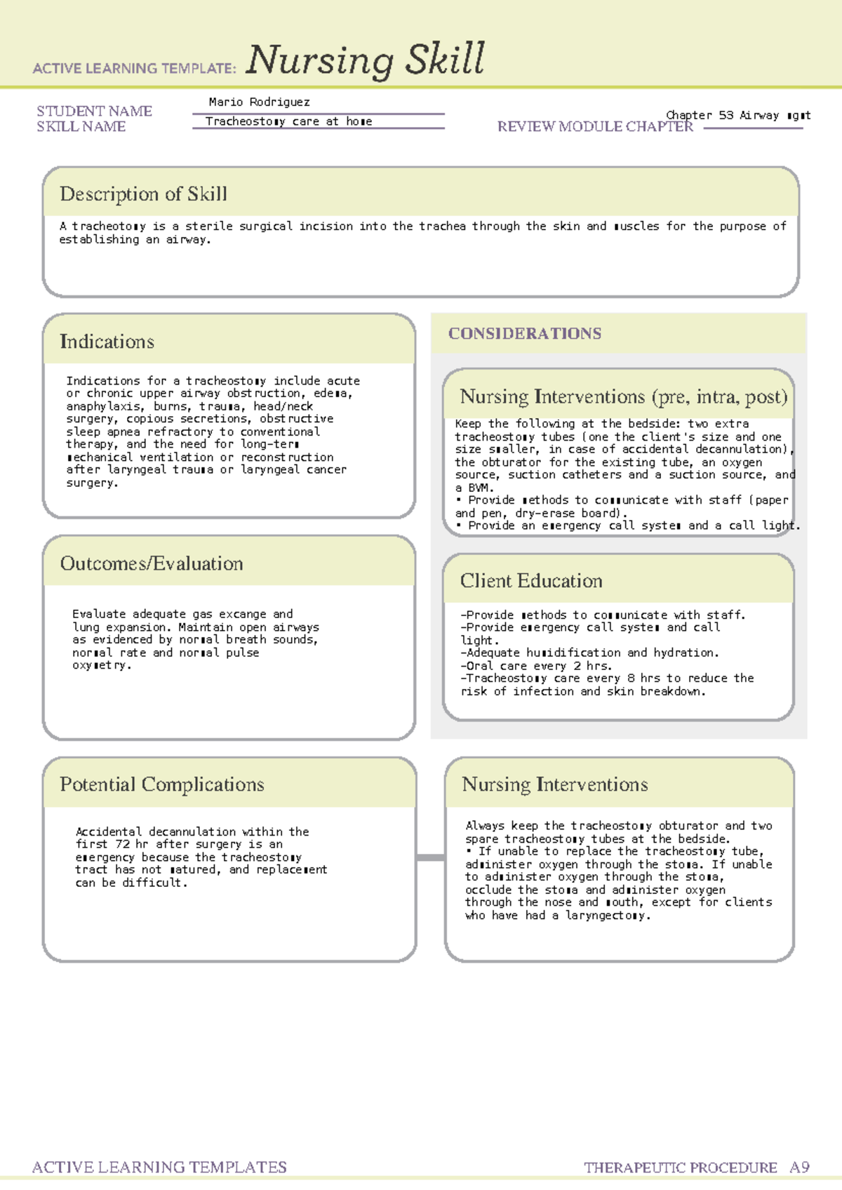 Nursing Skill form - ATI Remediation template - NUR3310 - STUDENT NAME ...