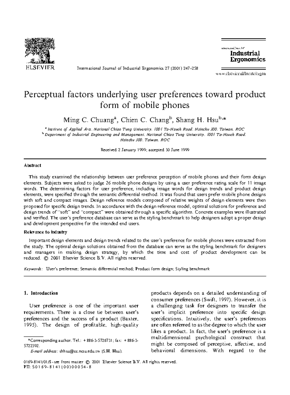 1-s2 - User Preferences in Mobile Phone Design: An Ergonomic Study ...
