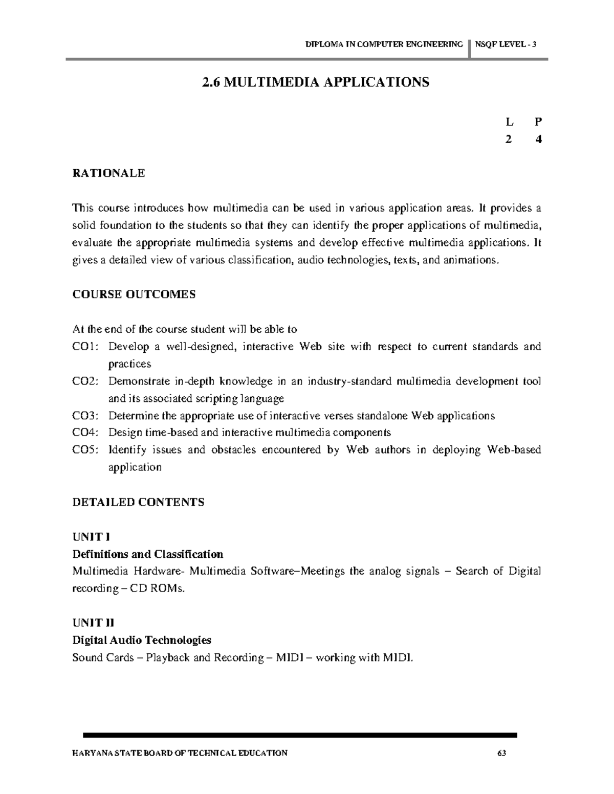 Multimedia Applications - Diploma in Computer Engineering NSQF Level 3 ...