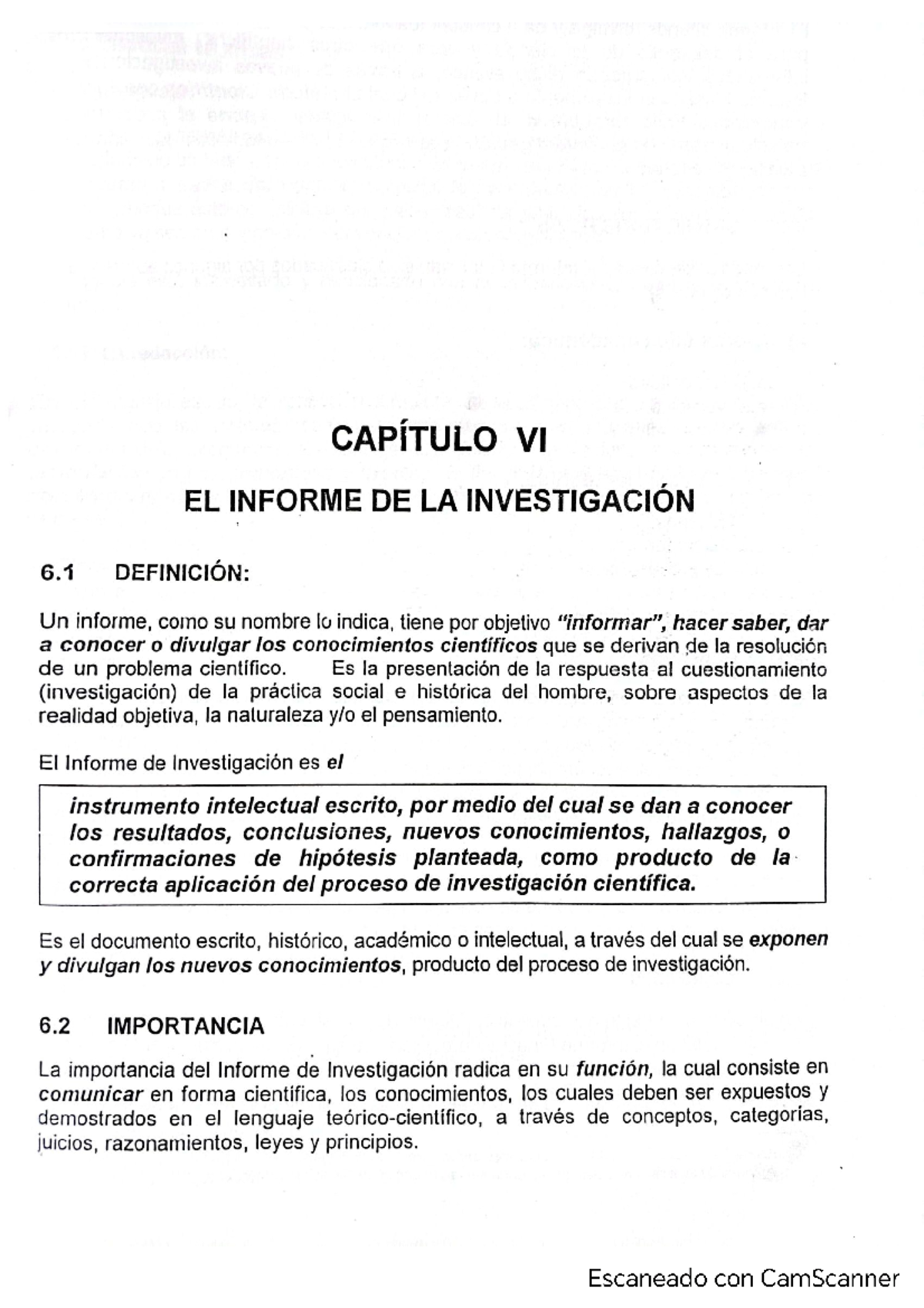CAPÍTULO VI: EL INFORME DE LA INVESTIGACIÓN - DEFINICIÓN Y ...