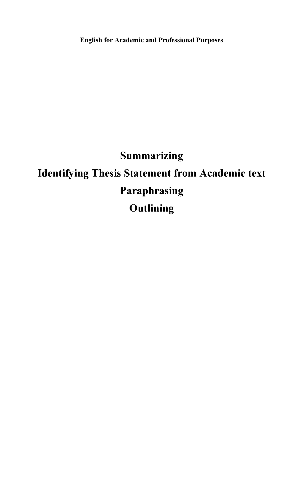 Effective Strategies for Summarizing, Paraphrasing, and Outlining in ...