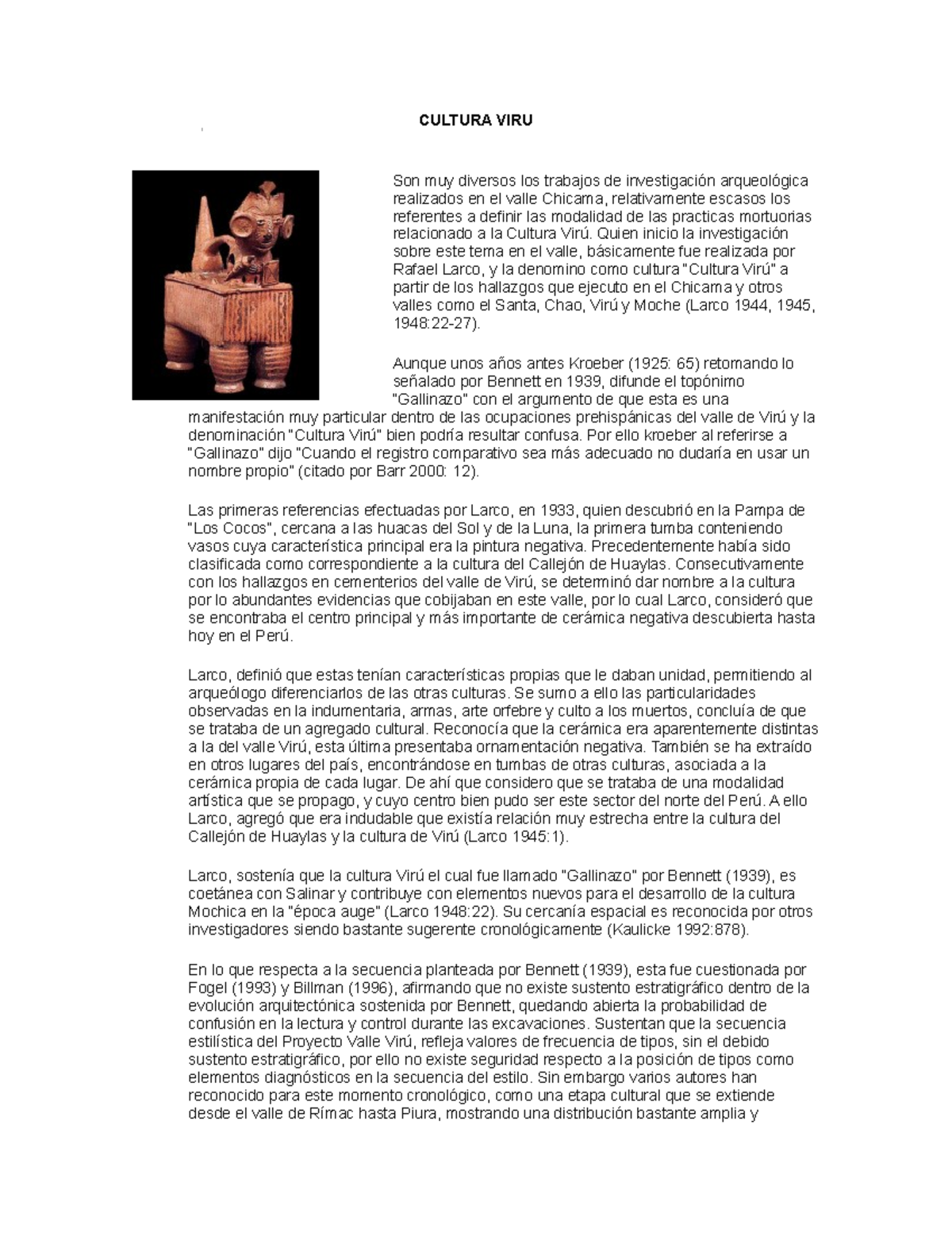 Cultura VIRU - bueno - CULTURA VIRU Son muy diversos los trabajos de ...