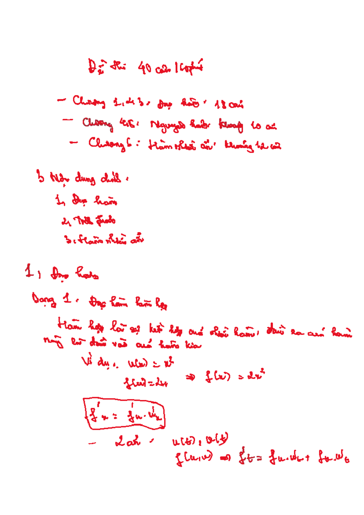 Dạng 1 - Đạo Hàm - Bài Tập và Giải Thích (MATH 446) - Studocu