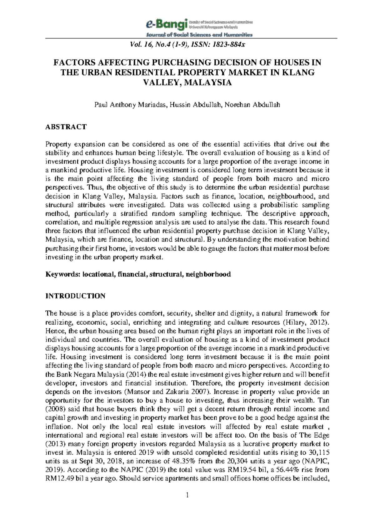 Factors Affecting Purchasing Decision OF Houses - FACTORS AFFECTING ...