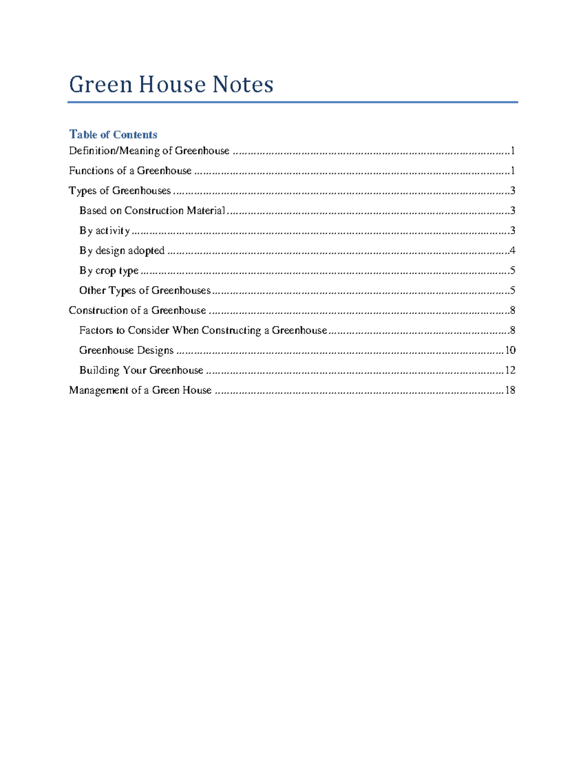 Applied Biology: Greenhouse Management and Design Notes - Studocu