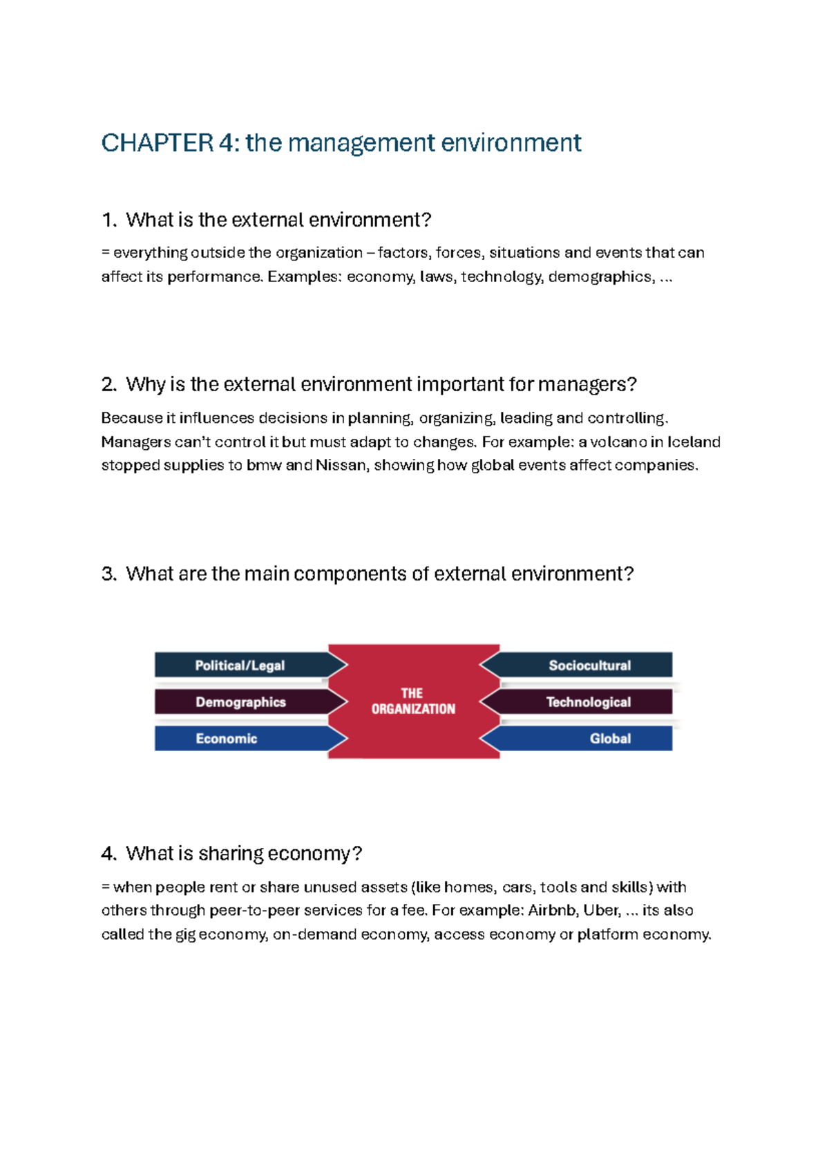 CH04: Understanding the Management Environment and Its Impact - Studocu
