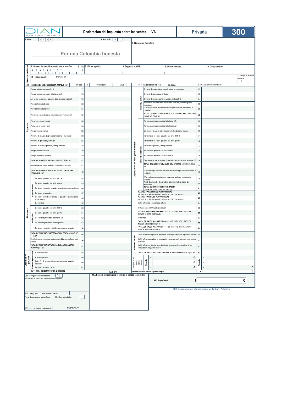 Formulario 300 de IVA: Completo y Detallado 2023 - Studocu