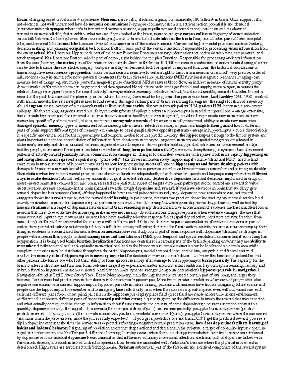 Neuroscience Insights: Cheat Sheet for SCI 202 Midterm Exam - Studocu