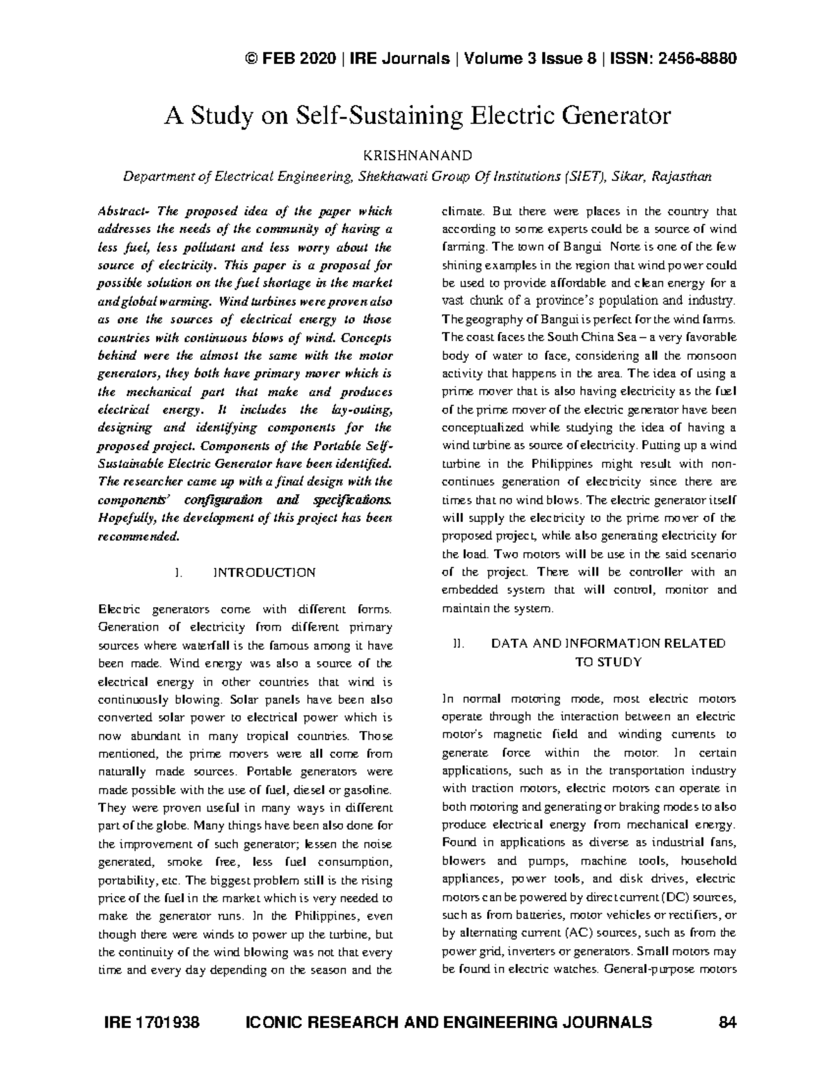 1701938 - Case Study on Portable Self-Sustaining Electric Generator ...