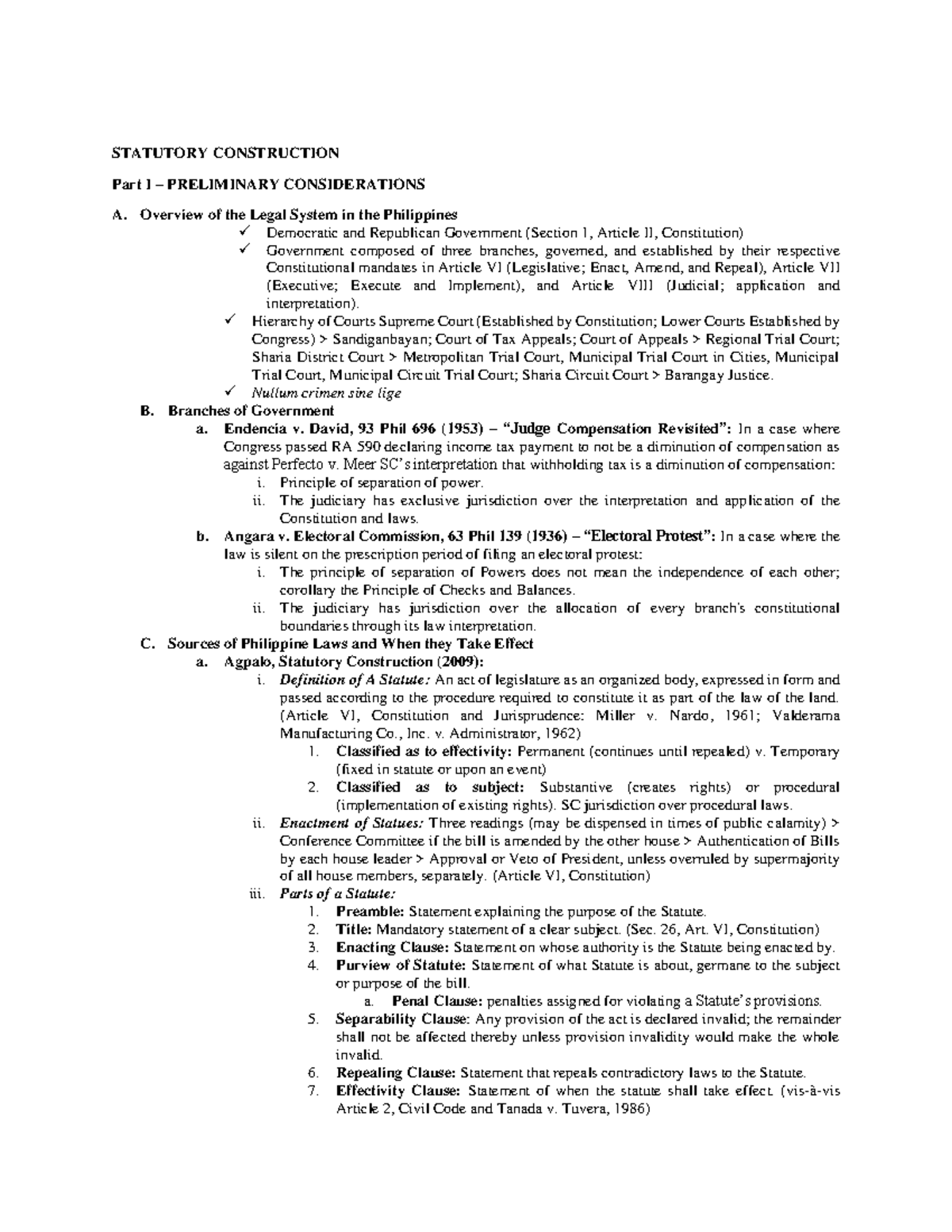 Statutory Construction Overview: Key Principles and Cases - Studocu