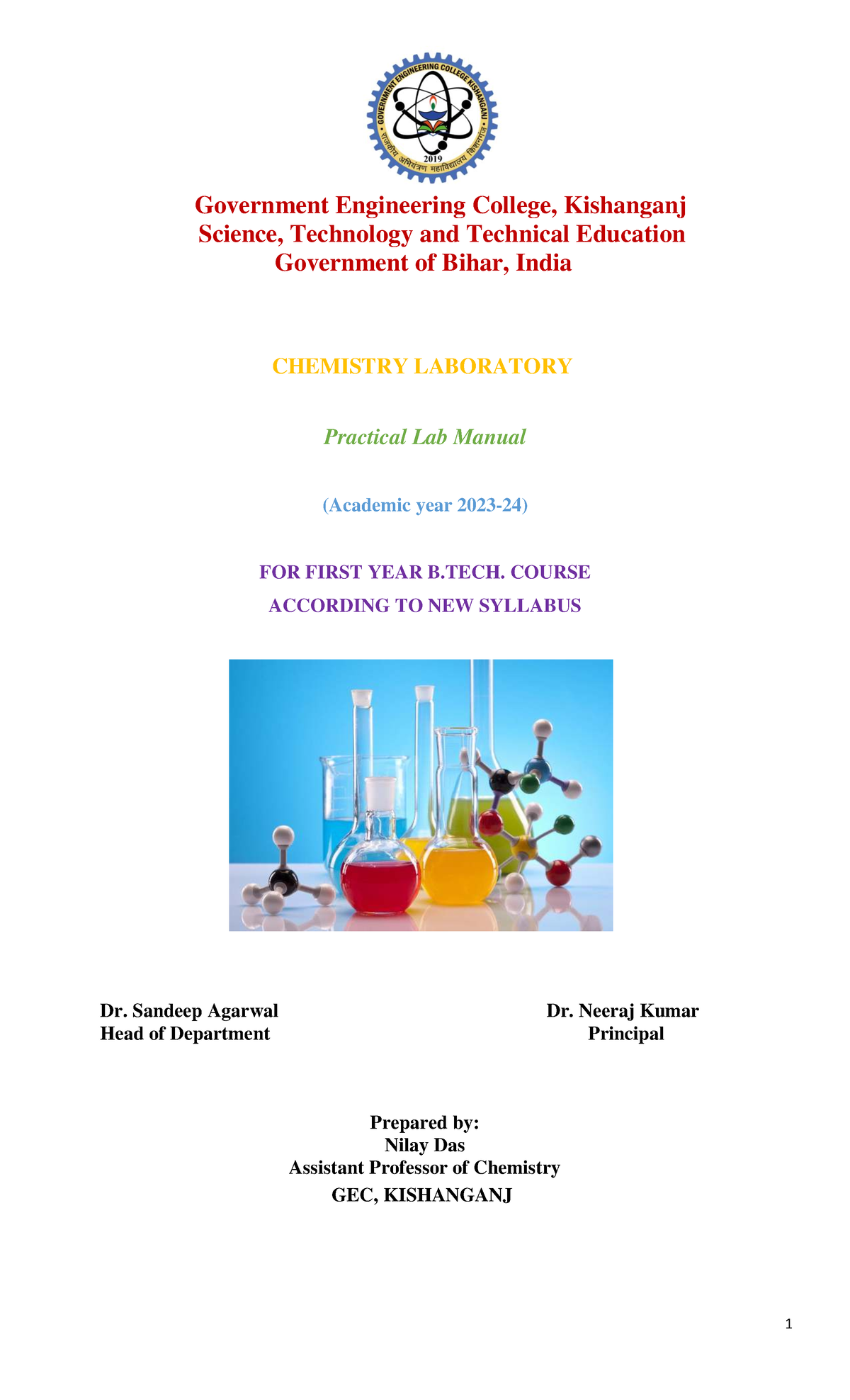 Chemistry Lab Manual for B.Tech 1st Year (CHEM101) - Studocu