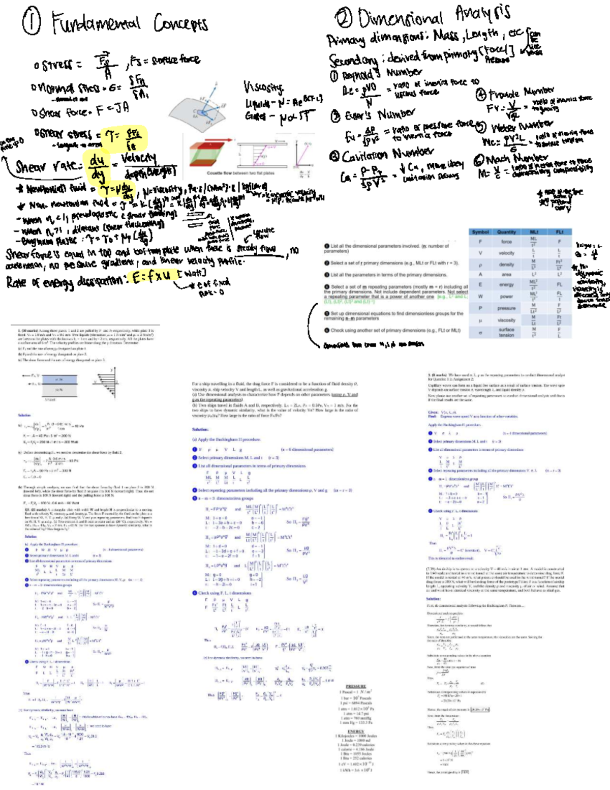 Dimensional Analysis and Fluid Mechanics Concepts - CHEM 101 - Studocu