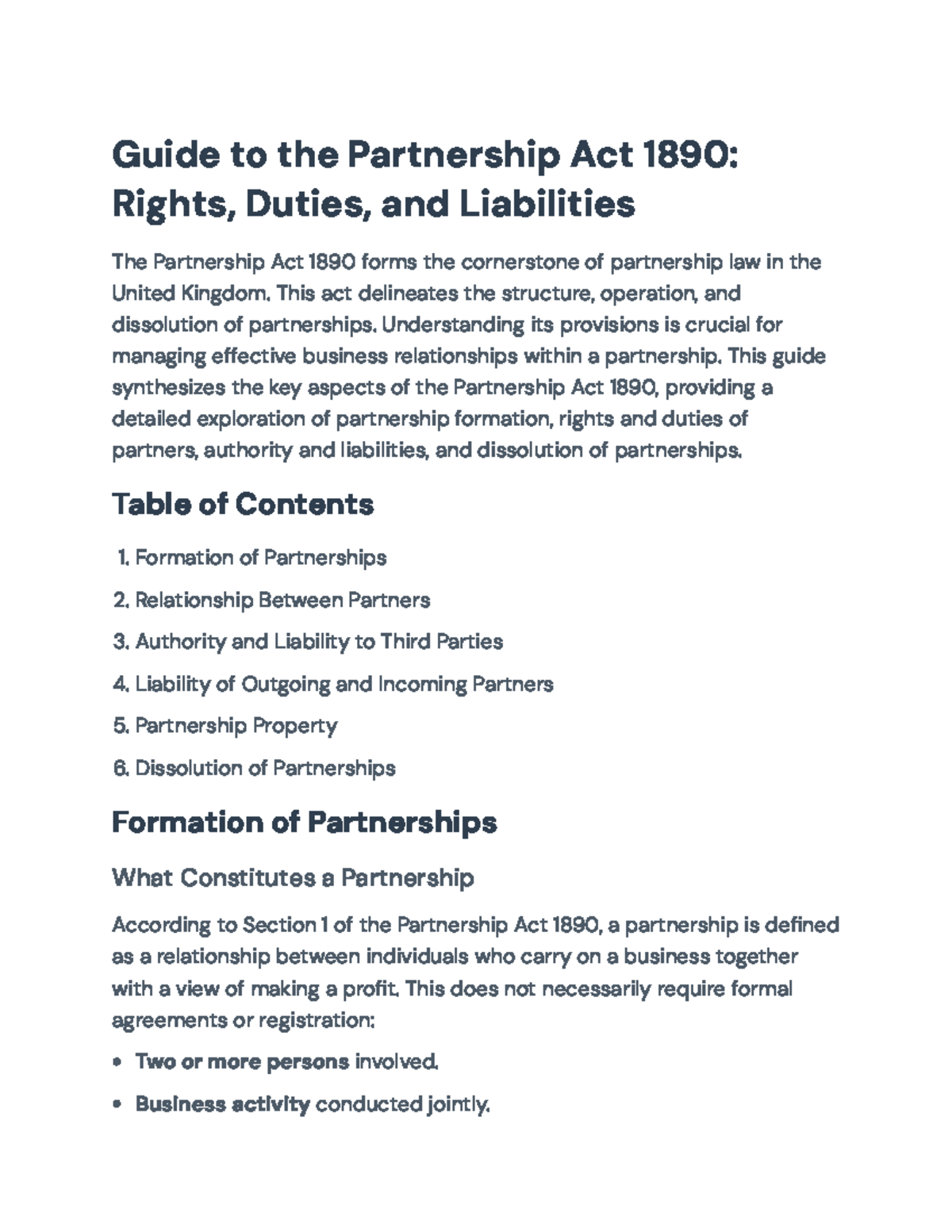 Guide to the Partnership Act 1890: Partners' Rights & Duties Explained ...