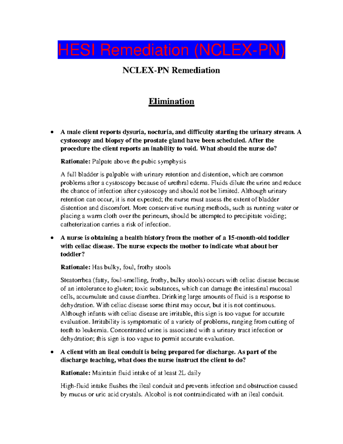 HESI Remediation Guide for NCLEX-PN: Key Concepts & Strategies - Studocu