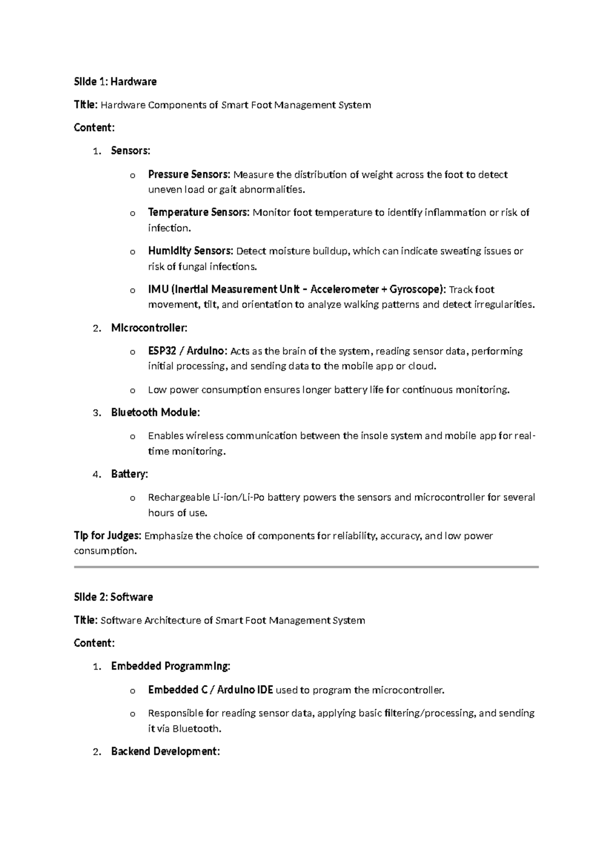 Hardware Components of Smart Foot Management System - Technical ...