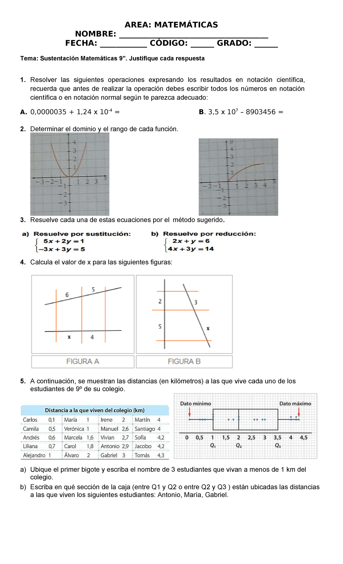 Evaluación Matemáticas 9: Justificación y Resolución de Problemas - Studocu