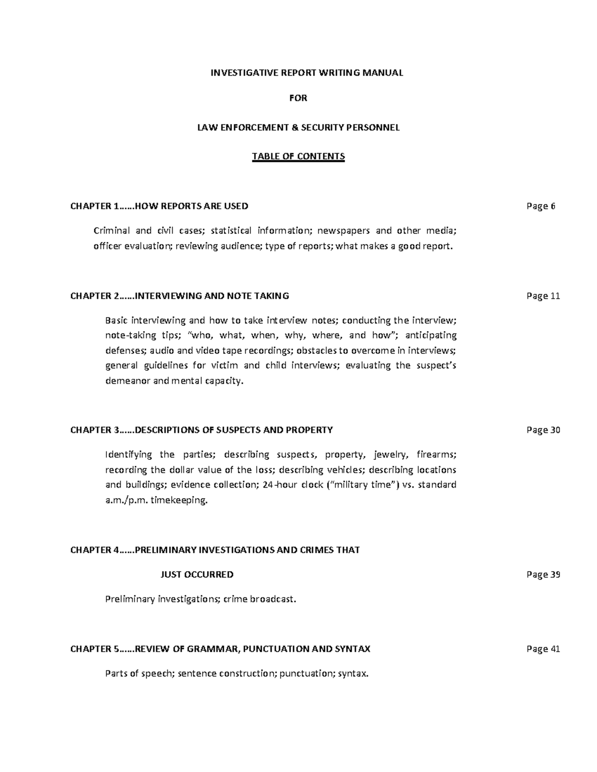Investigative Report Writing Manual for Law Enforcement Personnel - Studocu