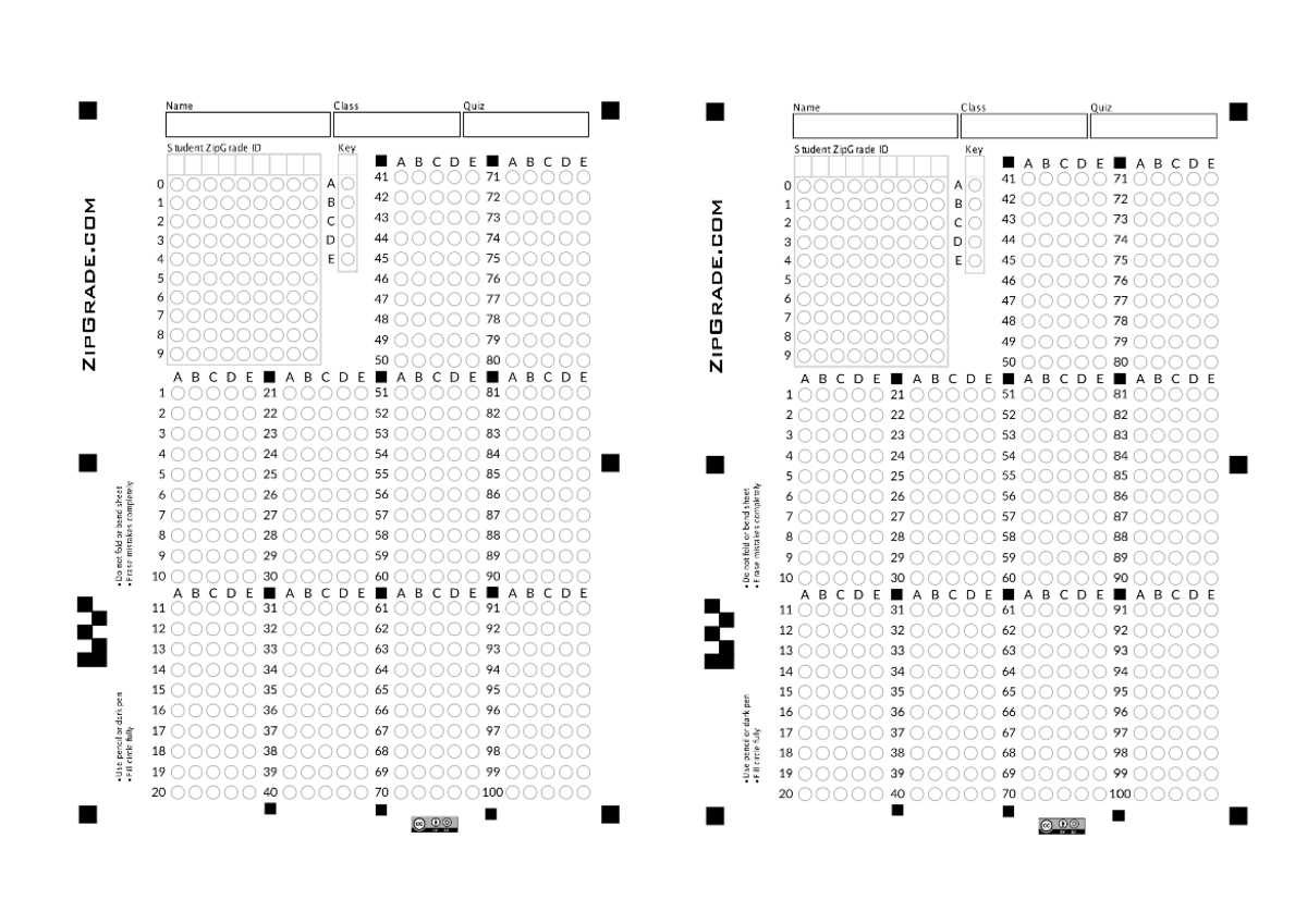 ZipGrade A4 Answer Sheet for Class Quiz - Studocu