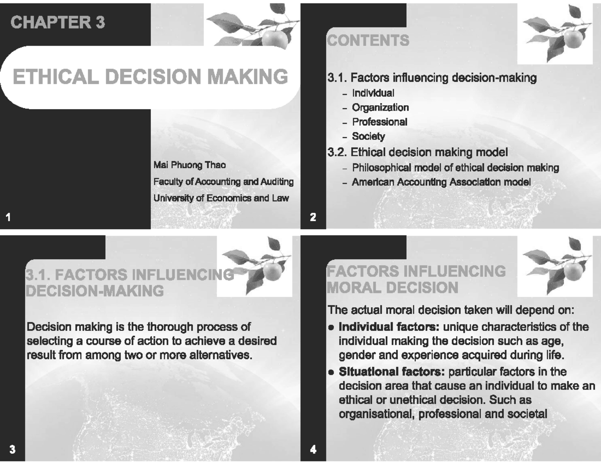 Chapter 03: Ethical Decision Making Insights and Analysis - Studocu