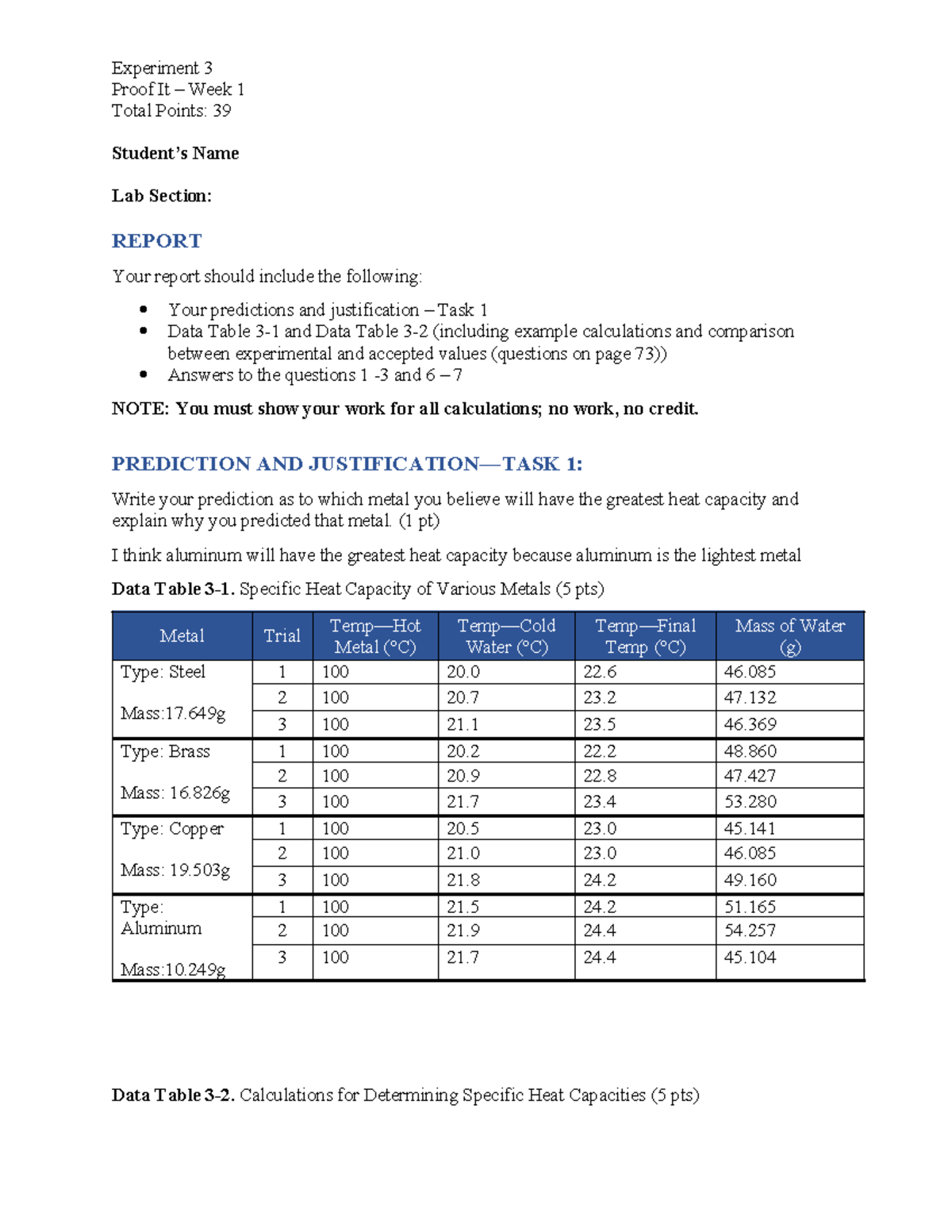 Exp. 3 - Week 1 Proof It Lab Report and Data Analysis - Studocu