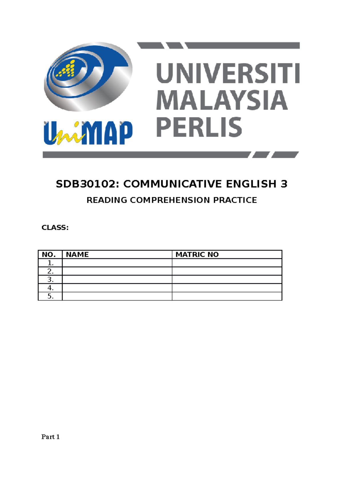 MUET Reading Practice SET A - SDB30102: COMMUNICATIVE ENGLISH 3 READING ...