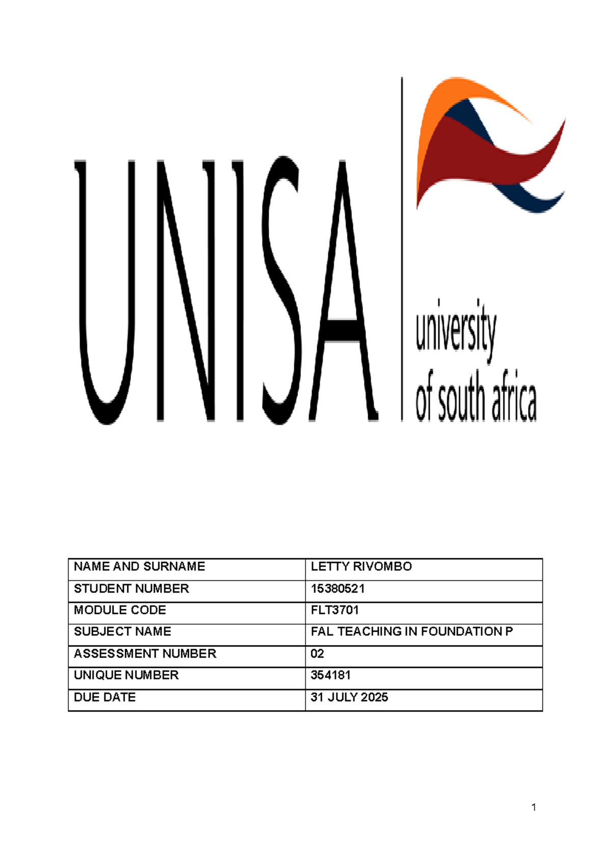 FLT3701: Assessment 2 - Student Declaration and Language Teaching Strategies - Studocu