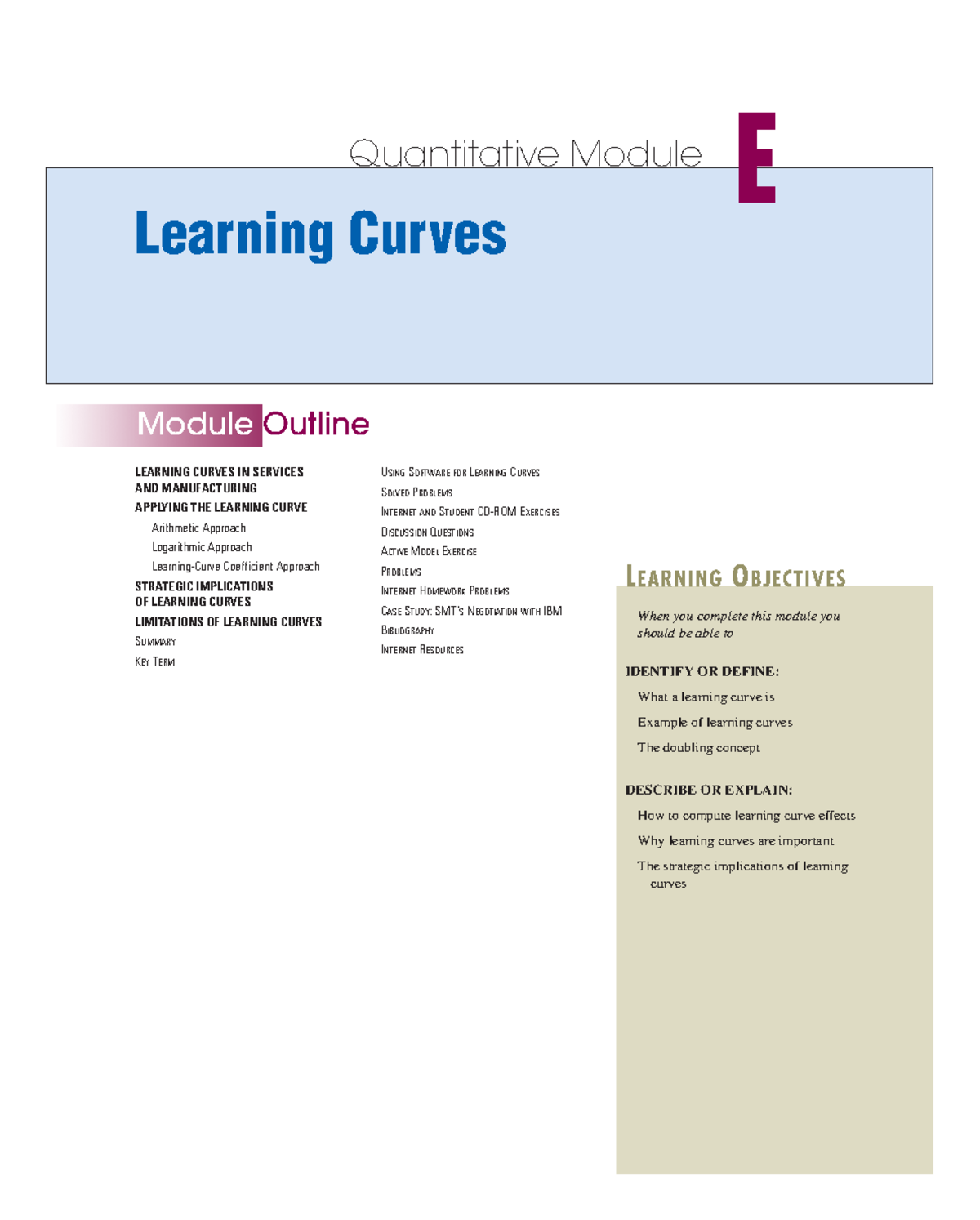 3 Reading Material for Learning Curve Analysis (Module E) - Studocu