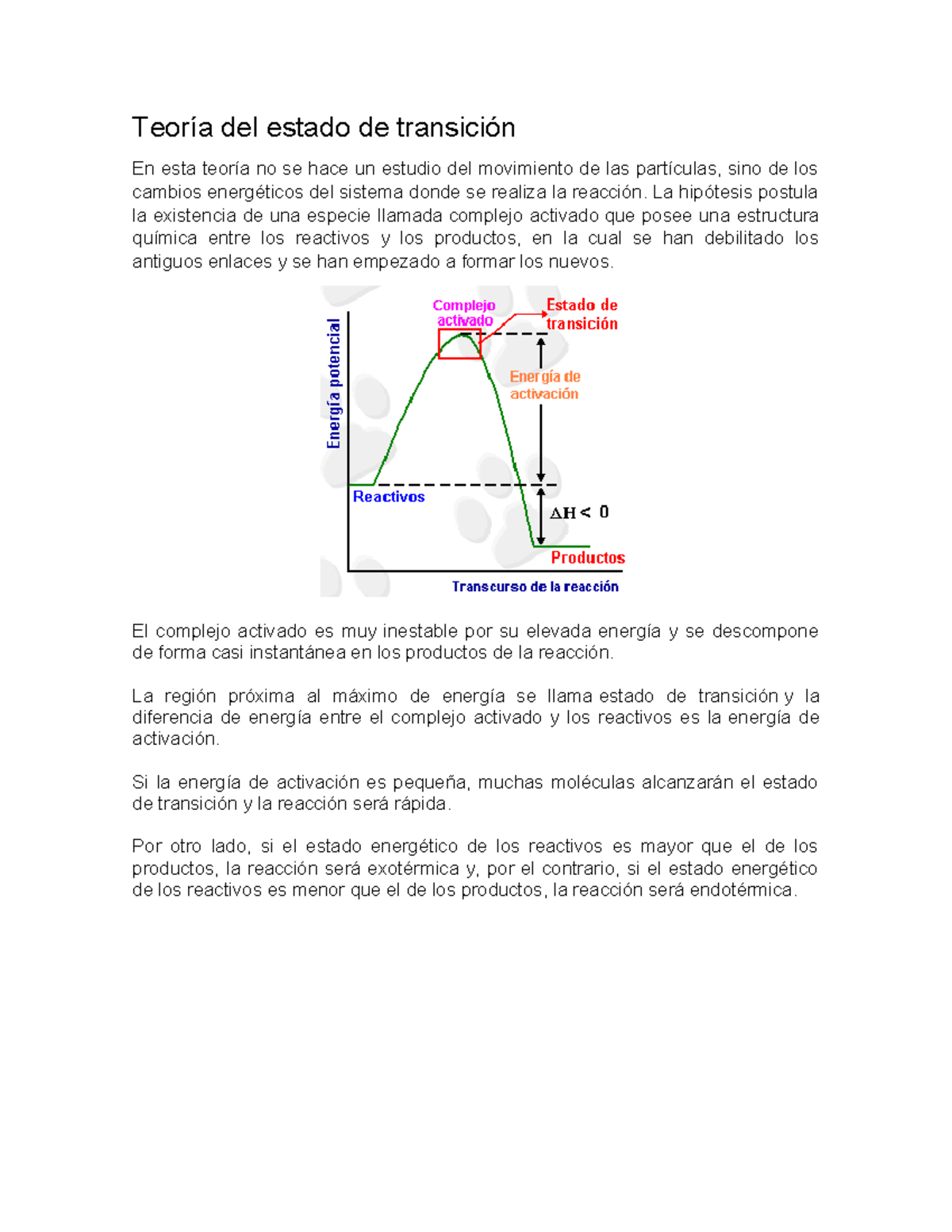 Teoría del Estado de Transición CQ: Análisis Energético y Limitaciones ...
