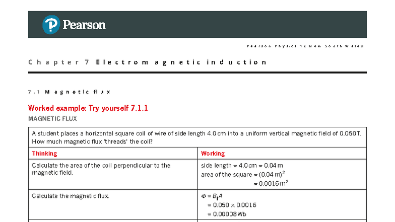 Pearson Physics 12 NSW Chapter 7: Electromagnetic Induction Notes - Studocu