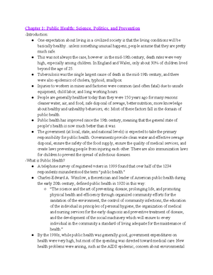 Chapter 2 Textbook Notes - Chapter 2: Why is Public Health ...
